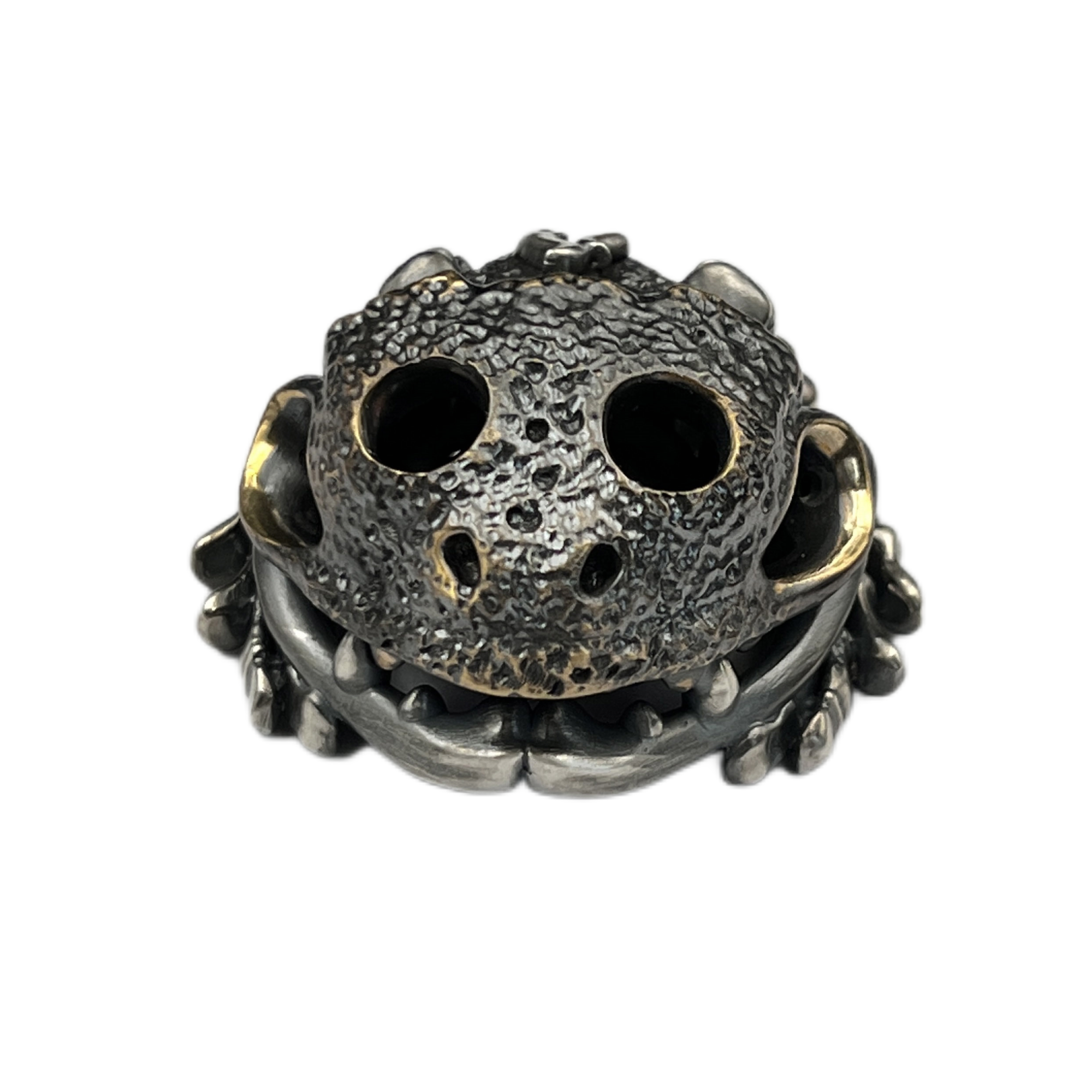 Phase objects Toad Don't Worry Stone Skull Textured silver Handmake Cu