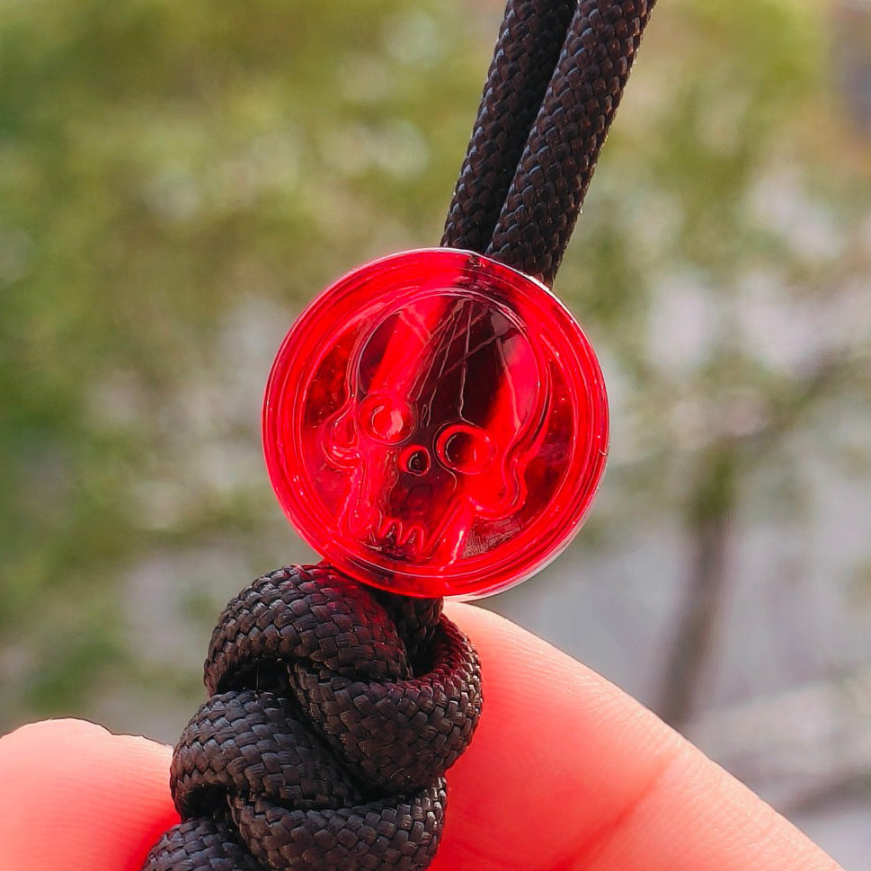SnakeSword Resin Lanyard Beads Transparent Red Resin Skull Knife EDC P